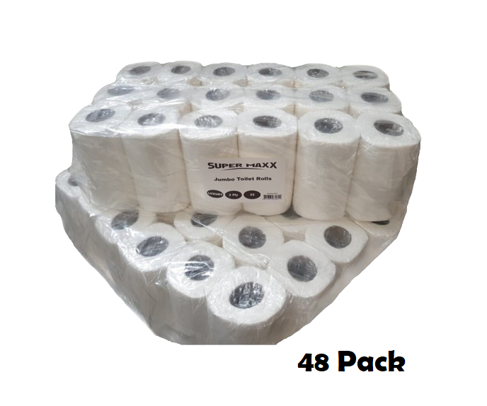 48 Pack Jumbo Toilet Roll 2 Ply Pure Soft Quilted (12x4 Packs ...
