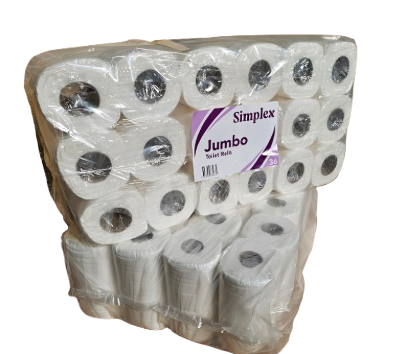 36 Simplex Jumbo Toilet Roll 2 Ply Quilted 9x4packs – Manchester Paper