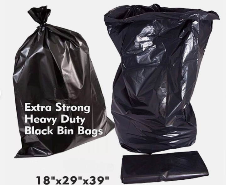 200 Extra Strong Heavy Duty Black Bin Refuse Bags 200 Gauge 18x29x39 ...